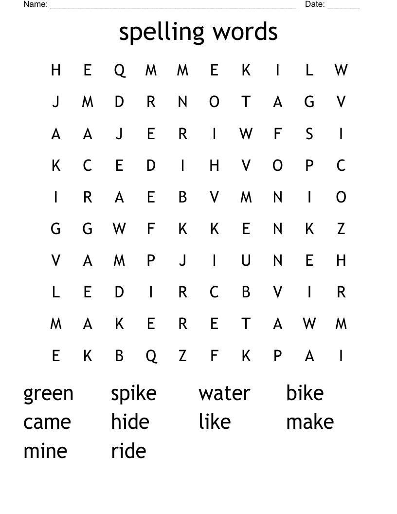 Spelling Words Word Search WordMint