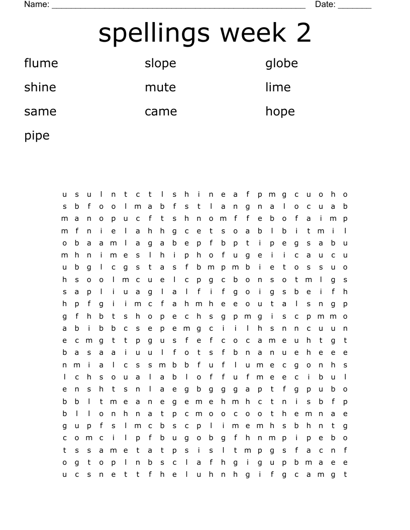 spellings week 2 Word Search - WordMint