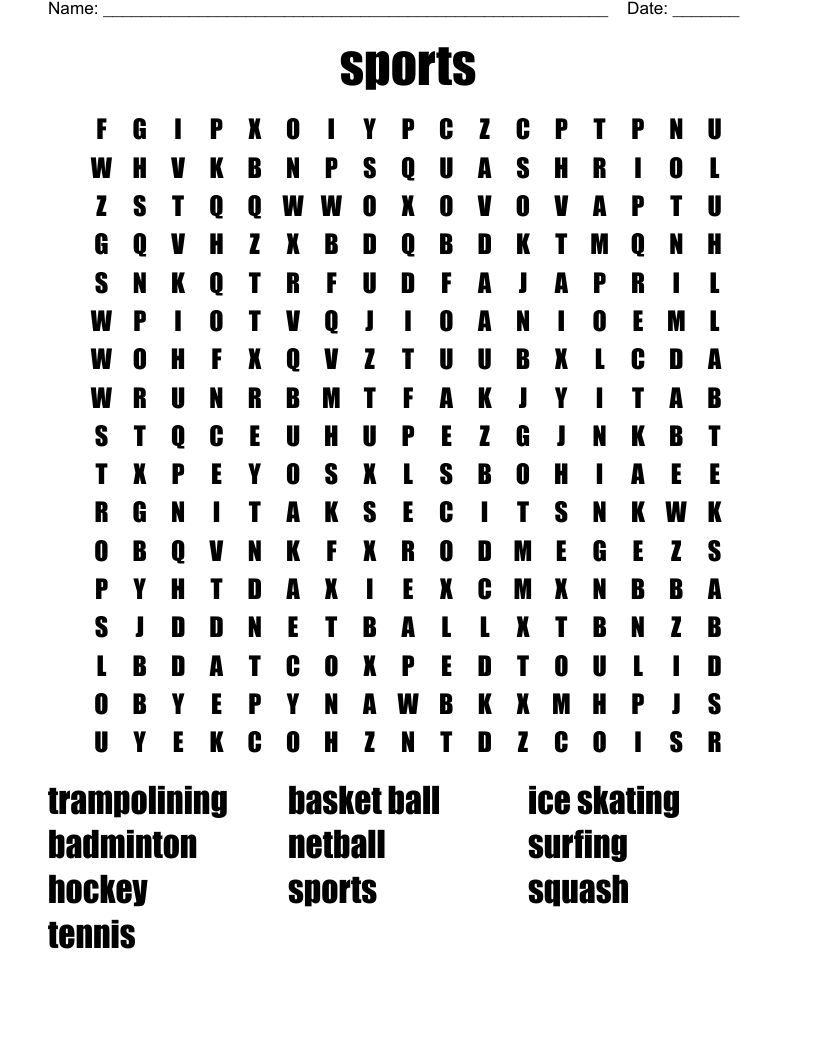 Sports Word Search WordMint