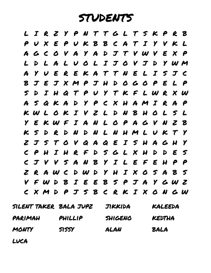 students Word Search - WordMint