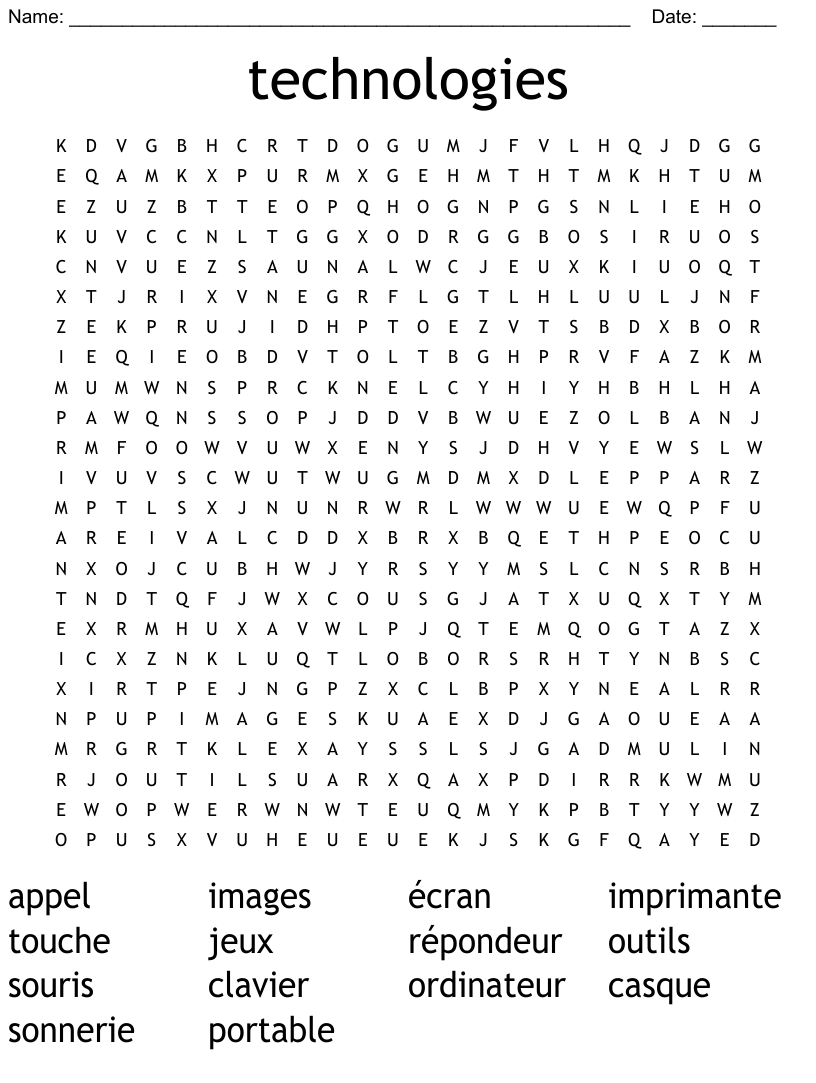 Au Lycee Word Search - WordMint