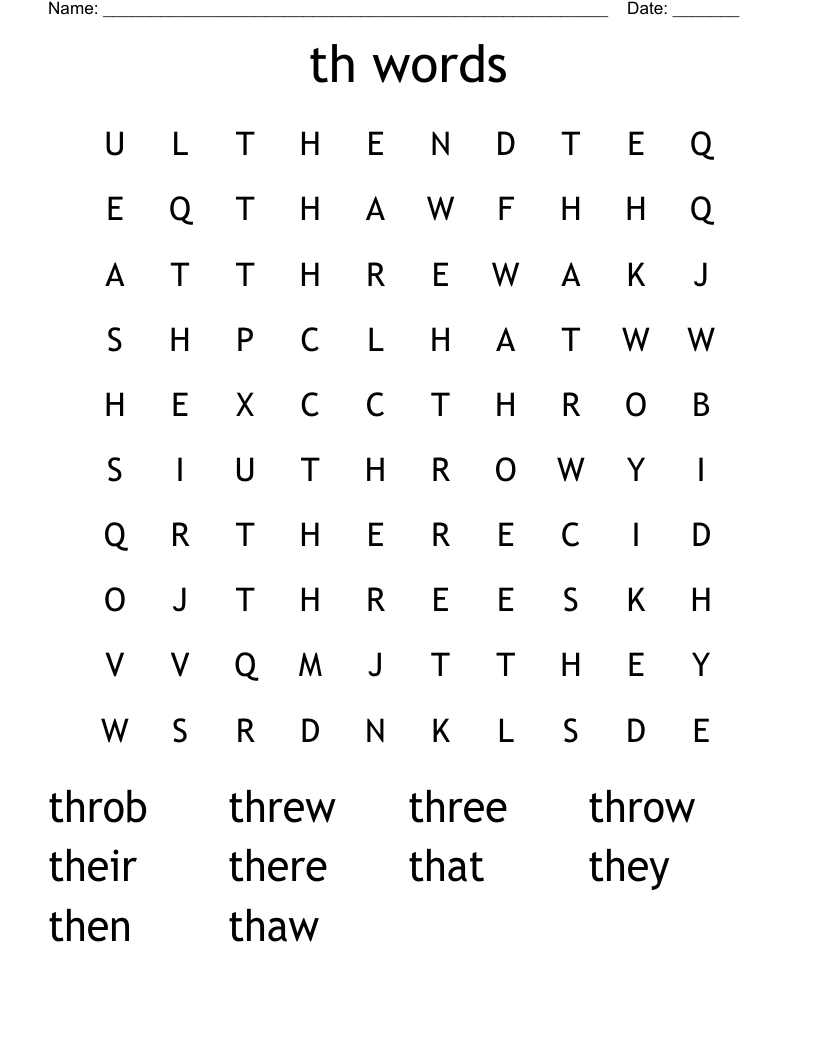 th words Word Search - WordMint
