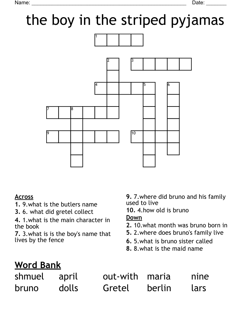 The Boy In The Striped Pyjamas Crossword WordMint the-boy-in-the-striped-pyjamas-crossword-wordmint