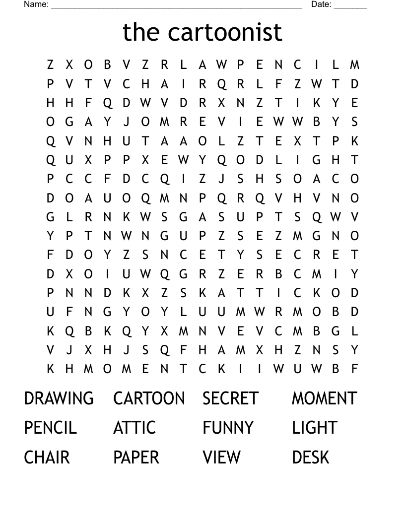 the cartoonist Word Search - WordMint