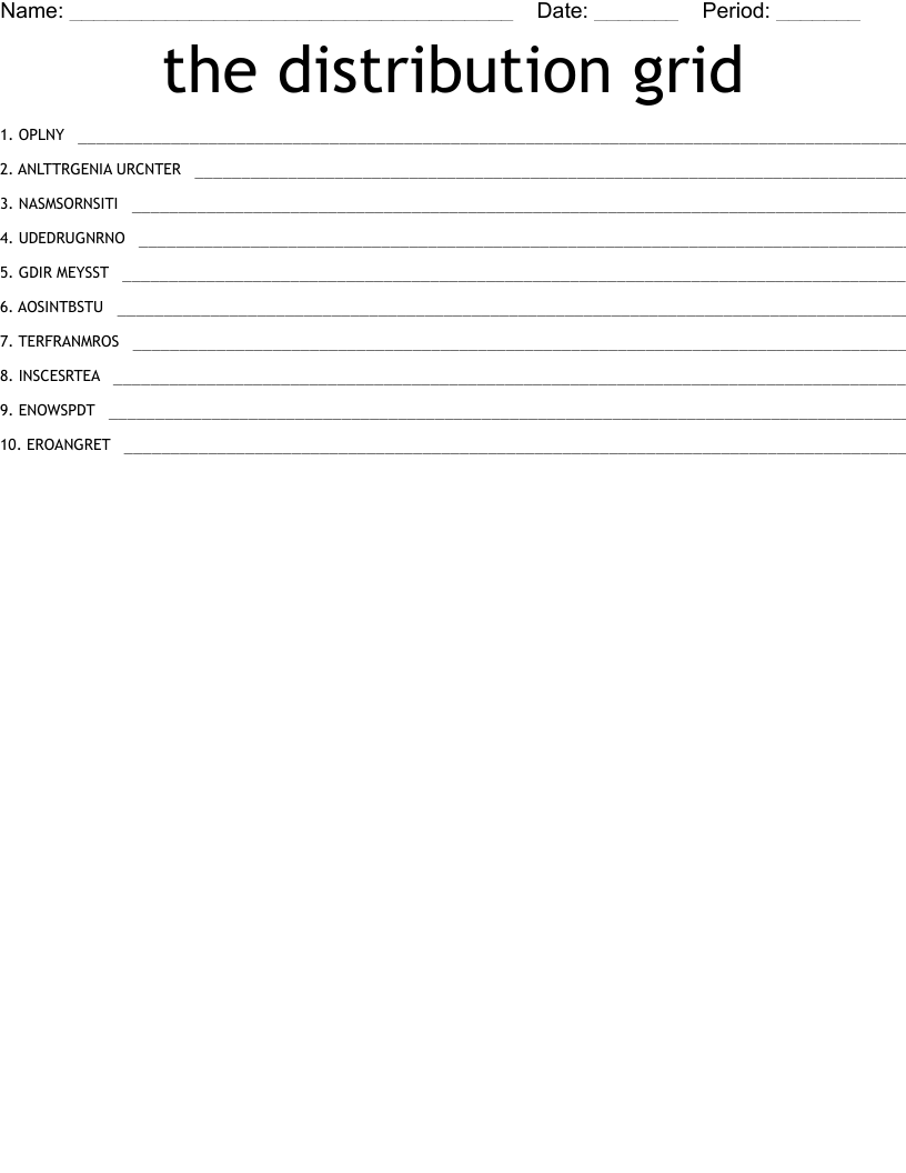 the distribution grid Word Scramble - WordMint