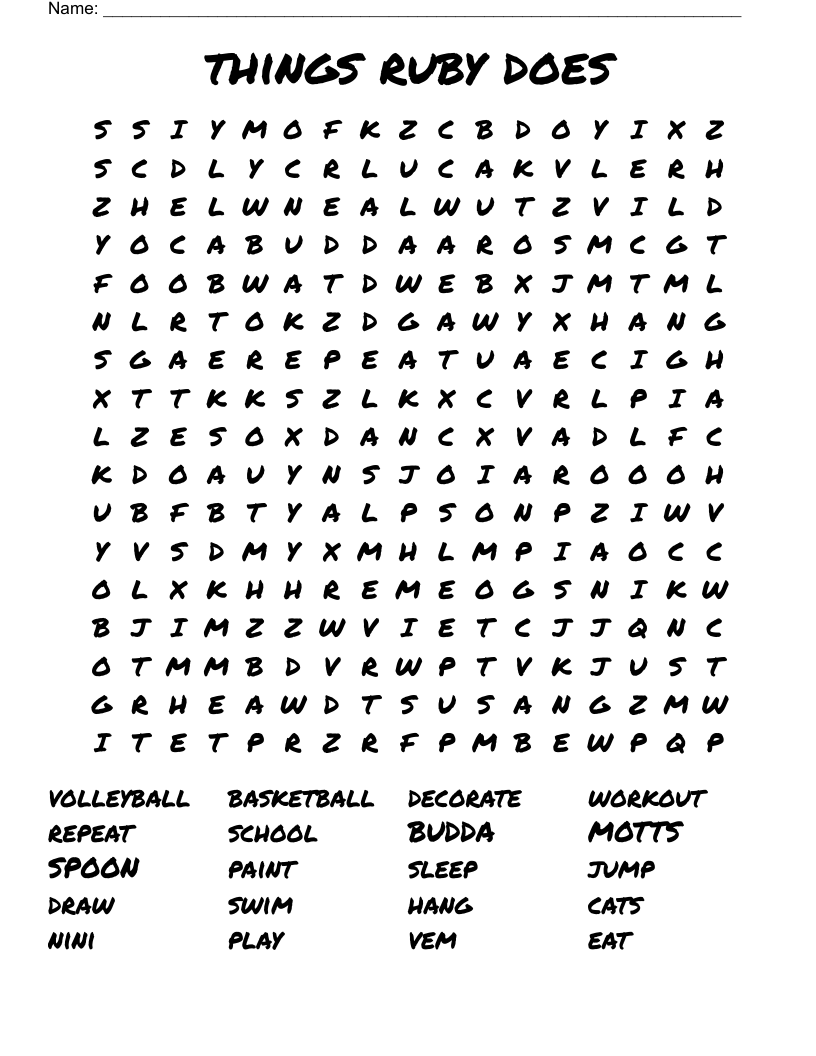 Things Ruby Does Word Search WordMint
