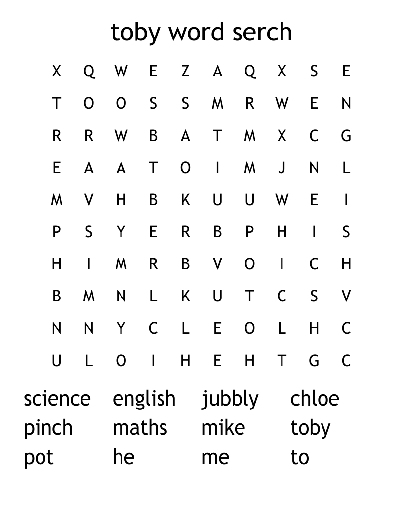 toby word serch Word Search - WordMint