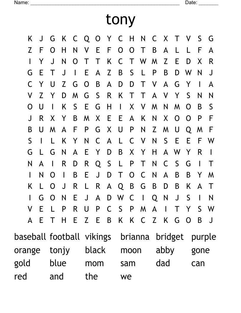 tony Word Search - WordMint