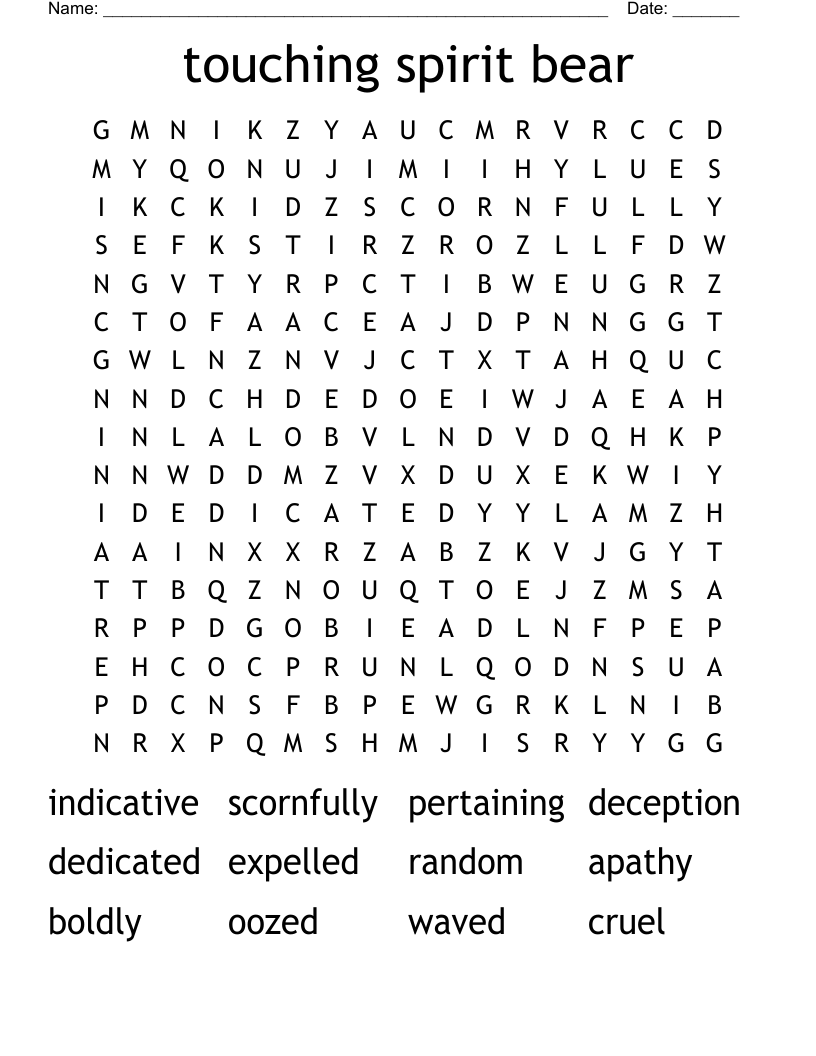 touching spirit bear Word Search - WordMint