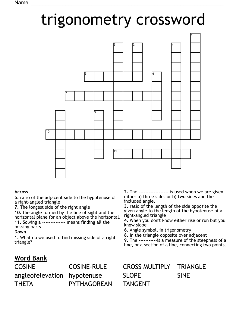 Trigonometry Maya Sutton Crossword WordMint