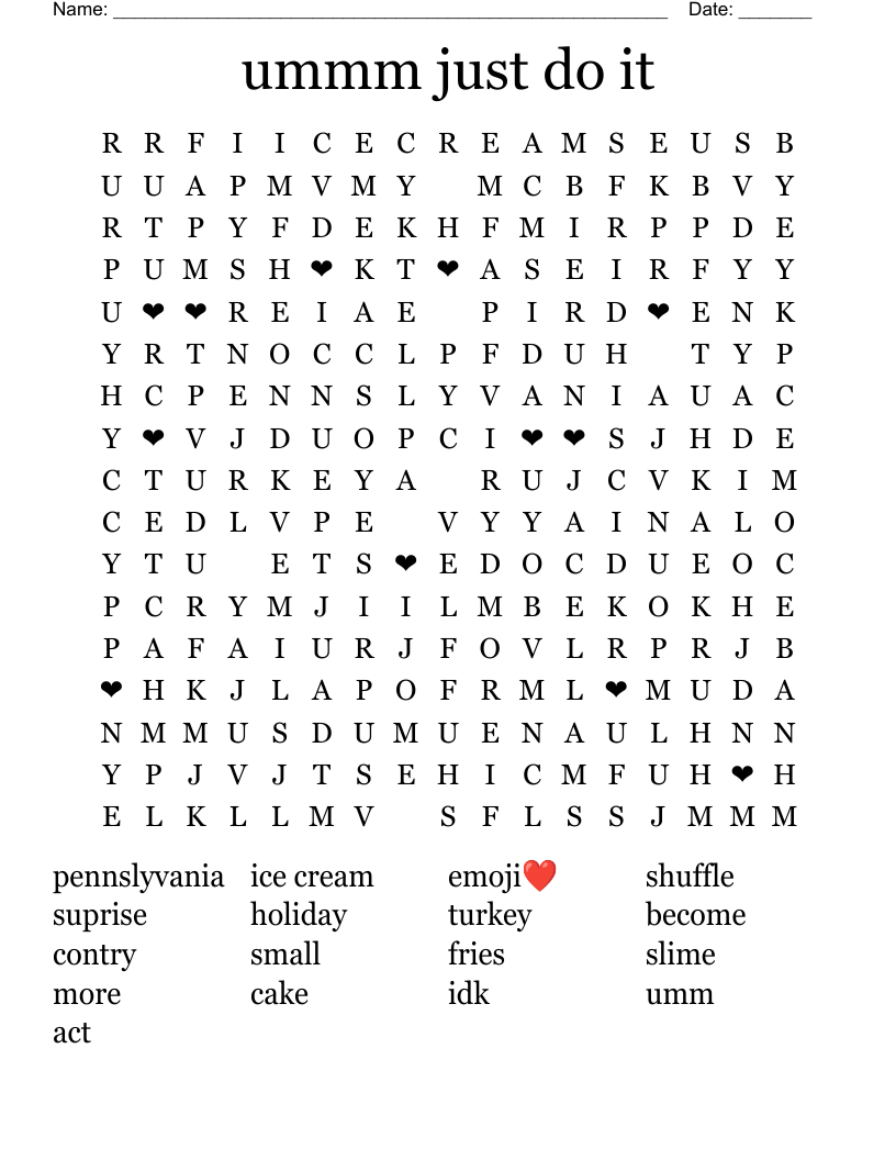 ummm just do it Word Search - WordMint