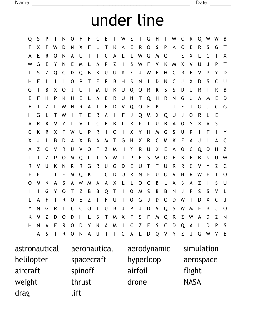 under line Word Search - WordMint
