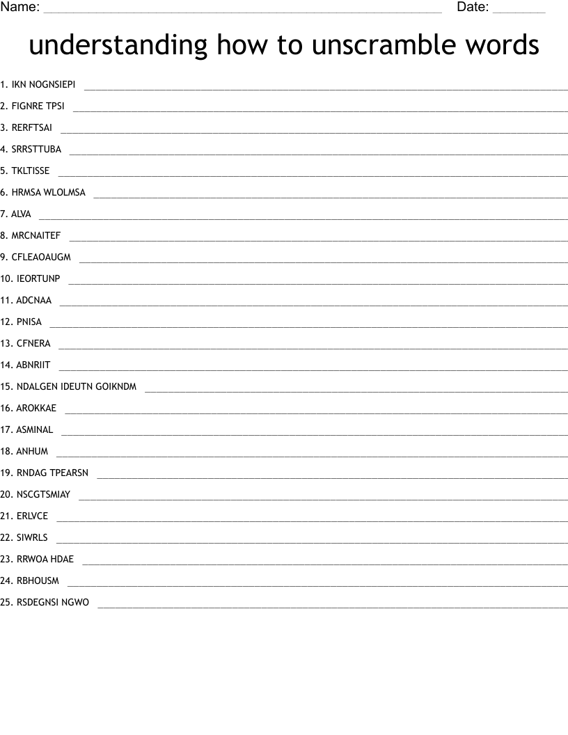 understanding how to unscramble words - WordMint