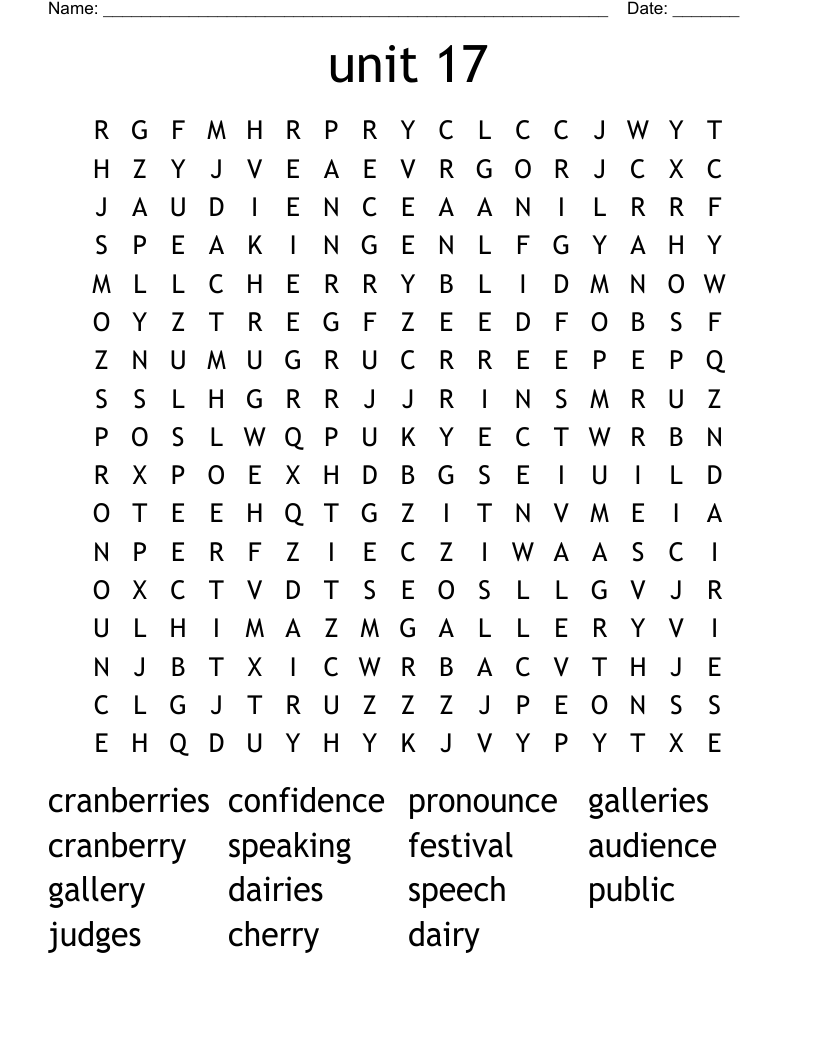 unit 17 Word Search - WordMint