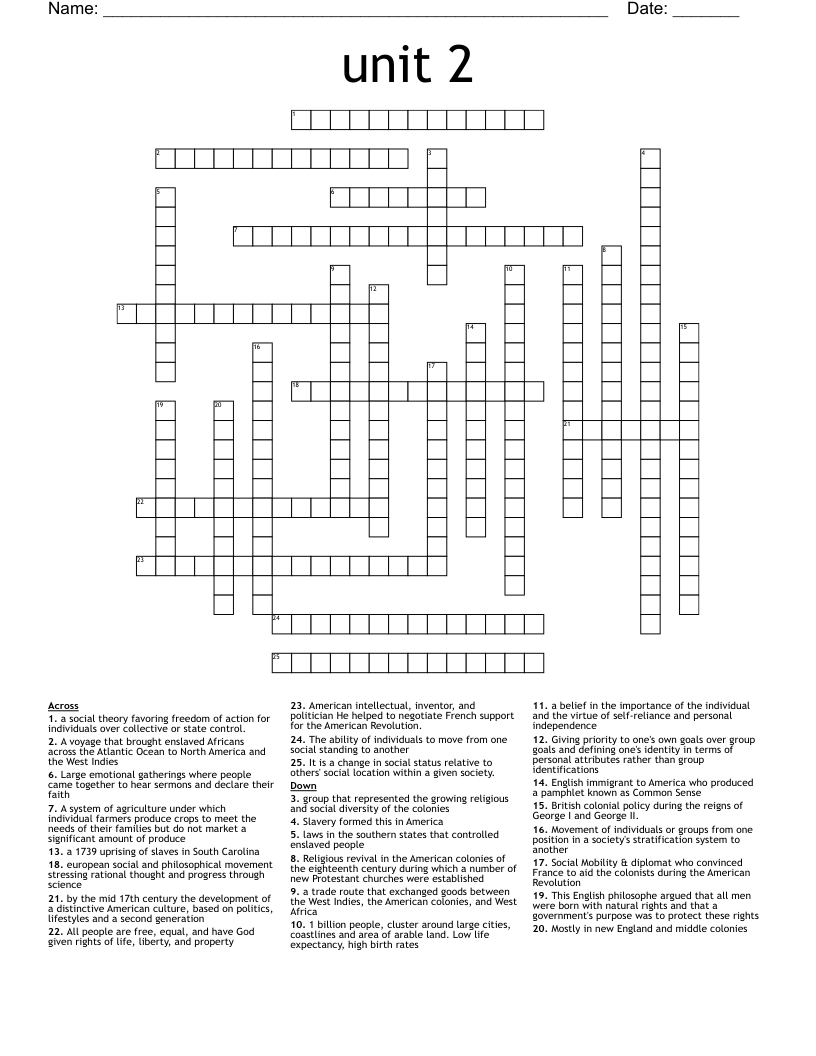 unit 2 Crossword - WordMint