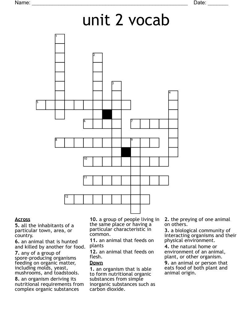 unit 2 vocab Crossword - WordMint
