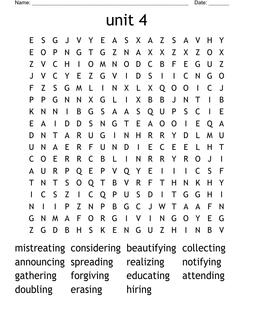 unit 4 Word Search - WordMint