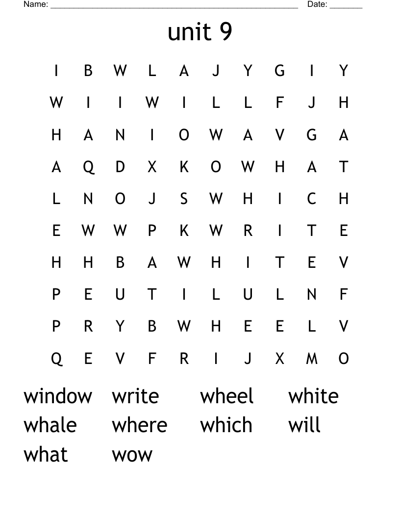 unit 9 Word Search - WordMint