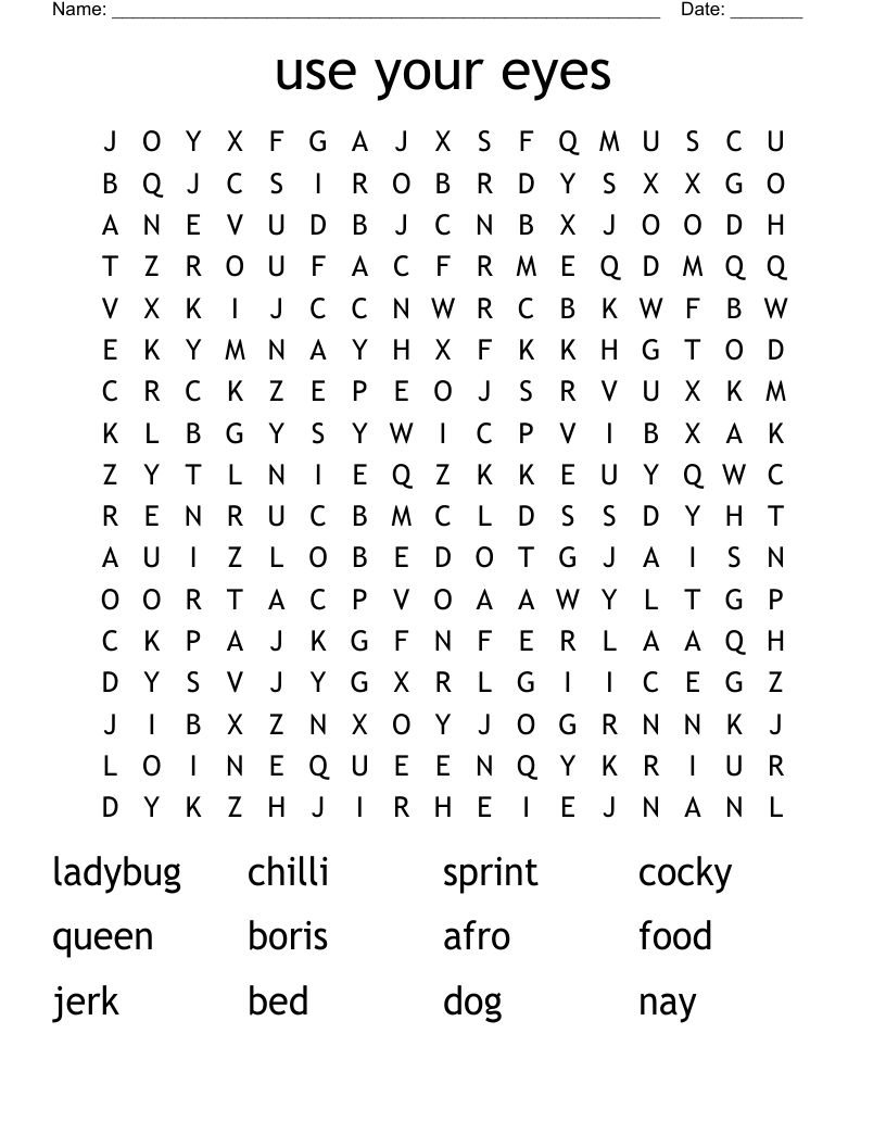 use your eyes Word Search - WordMint