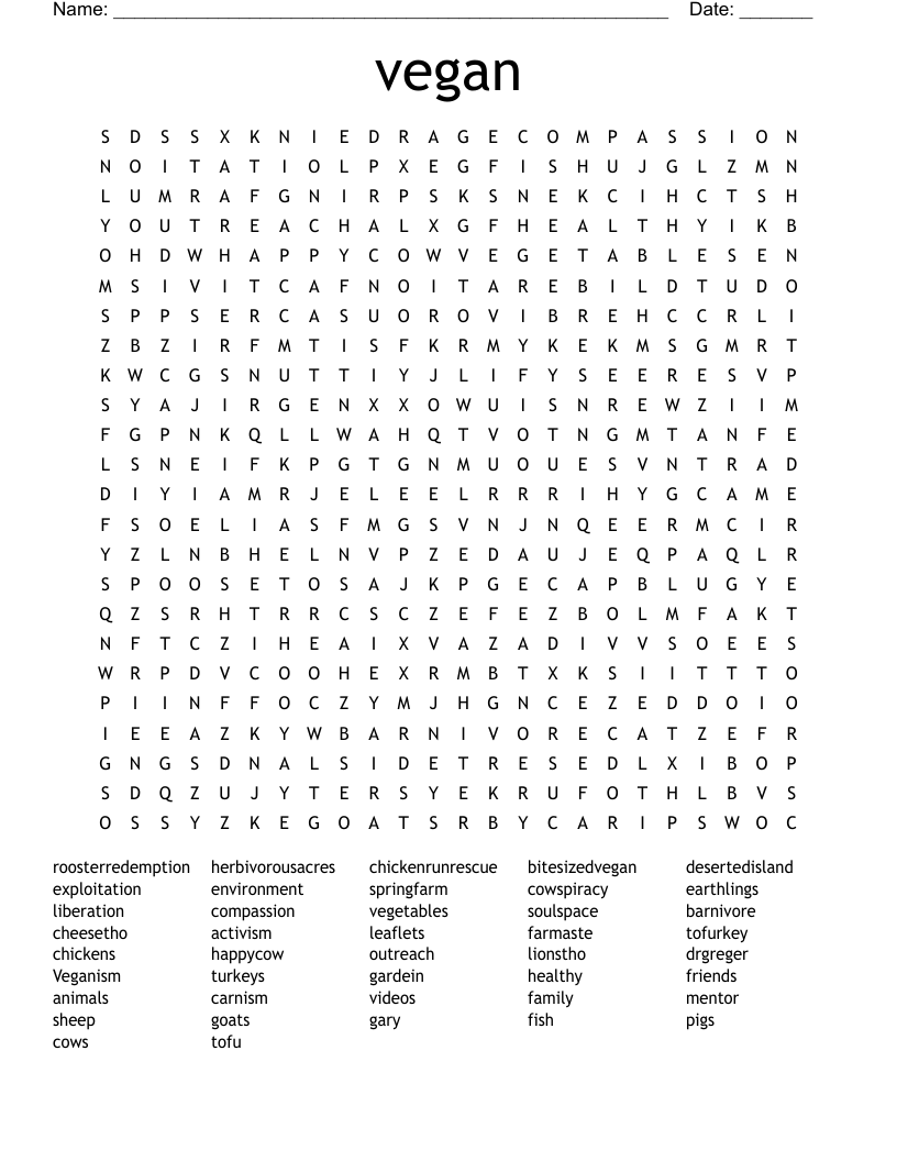 vegan Word Search - WordMint