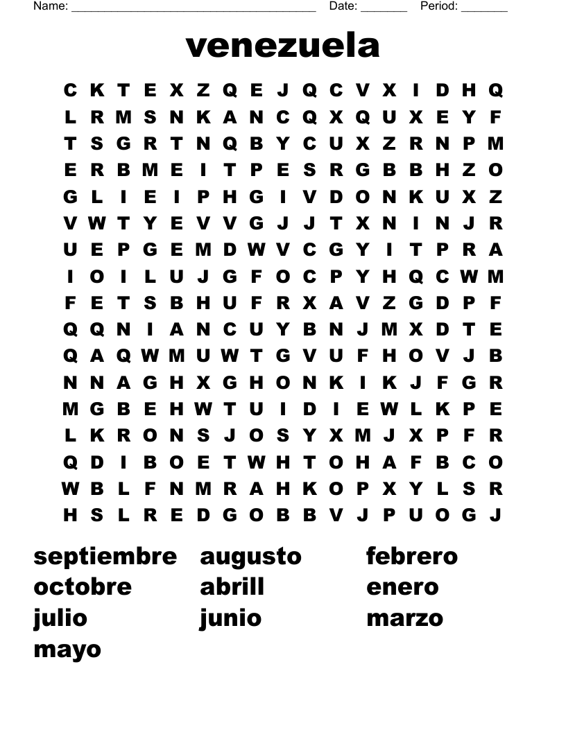 venezuela Word Search - WordMint