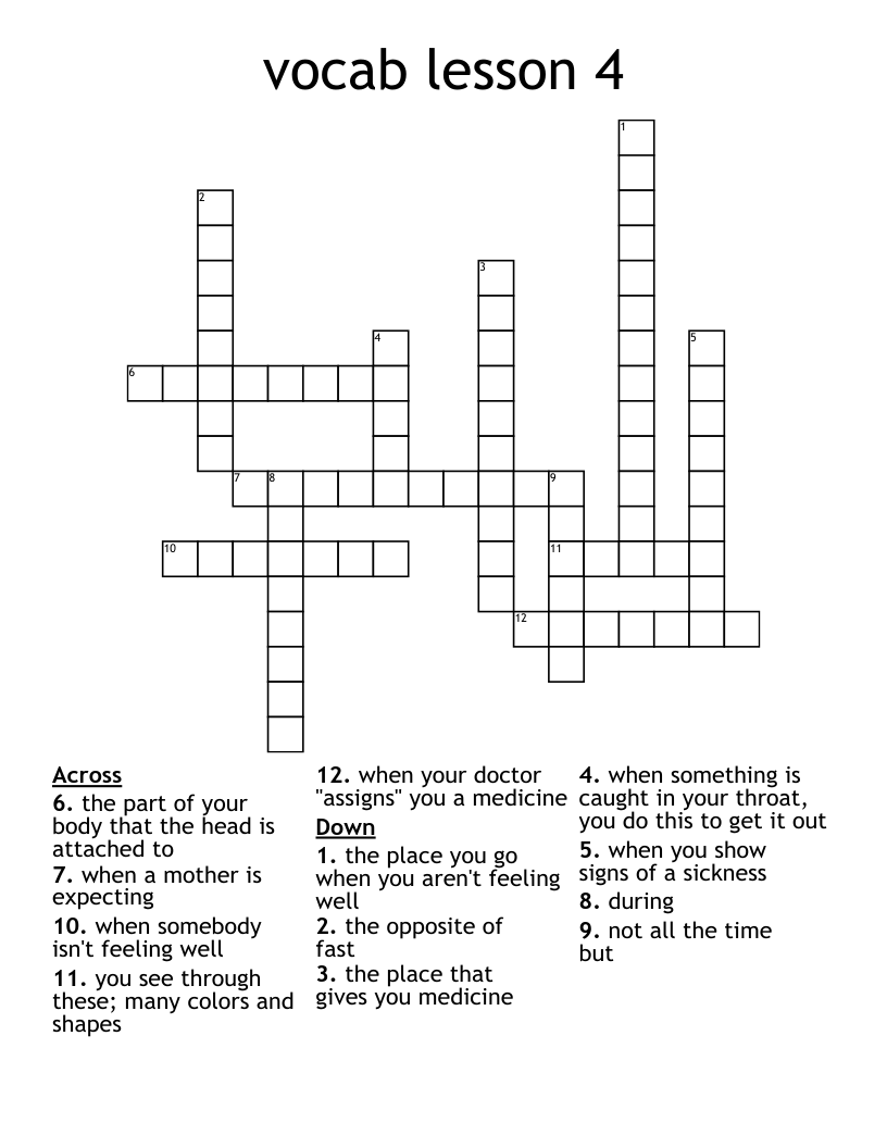 vocab lesson 4 Crossword - WordMint