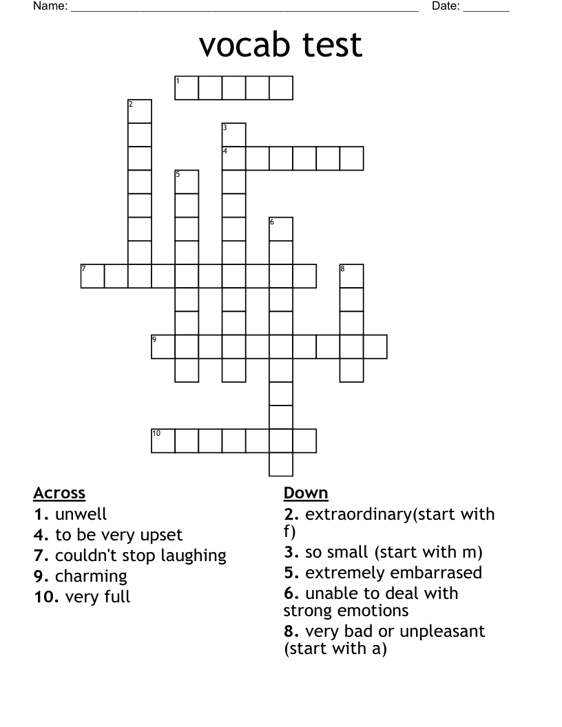 vocab test Crossword - WordMint