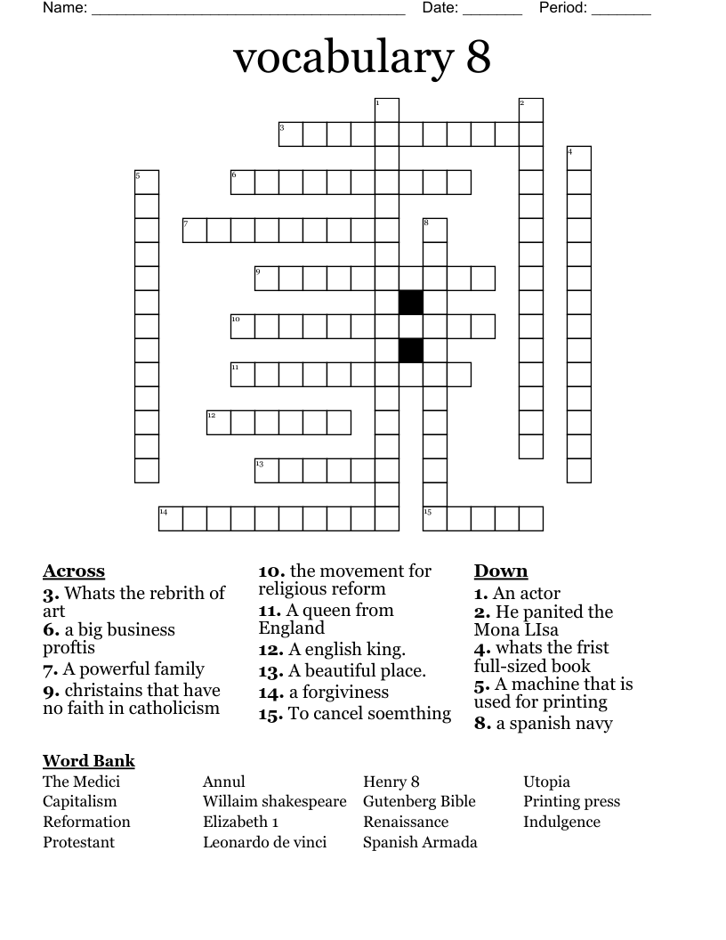vocabulary 8 Crossword - WordMint