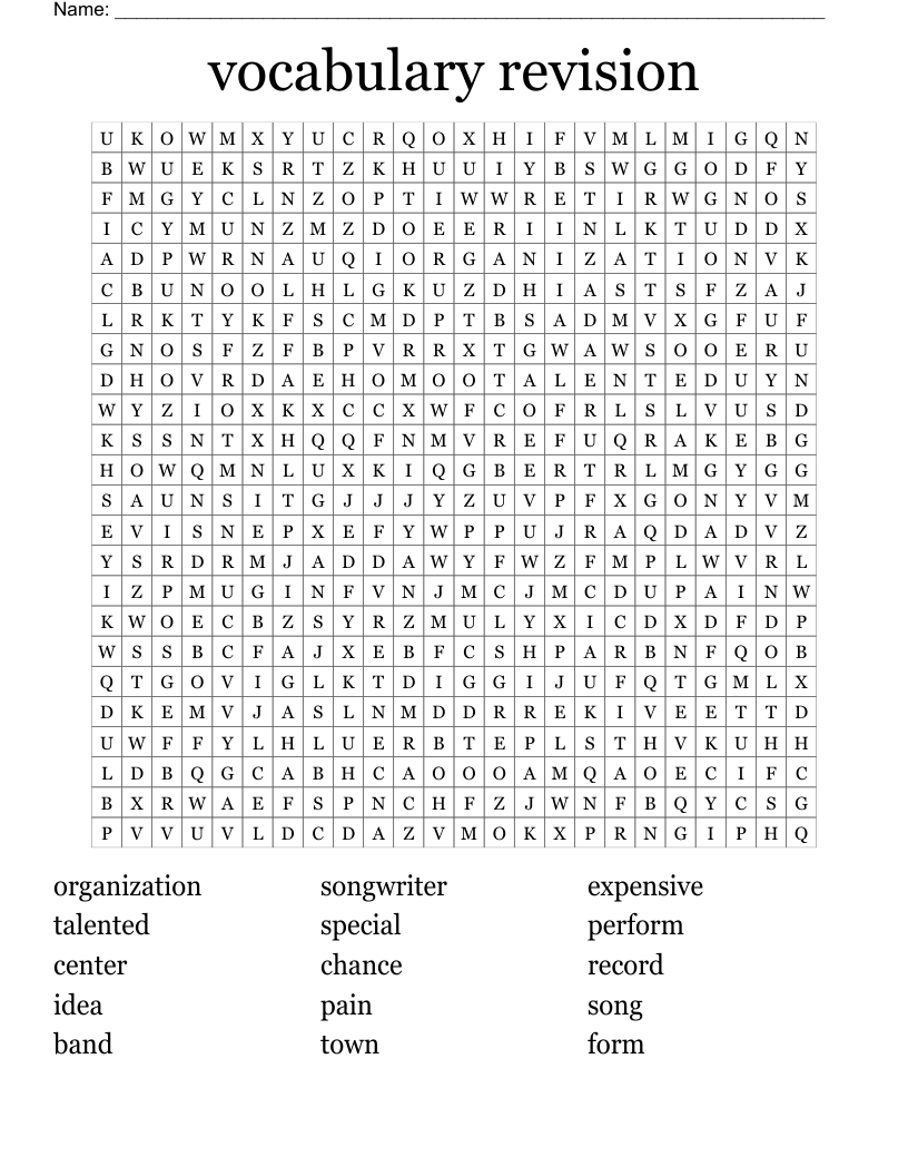 vocabulary revision Word Search - WordMint