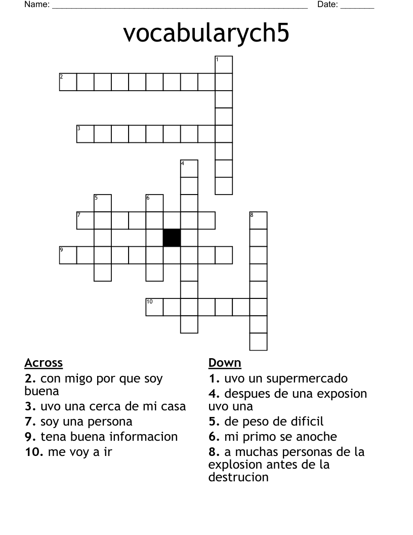 vocabularych5 Crossword - WordMint