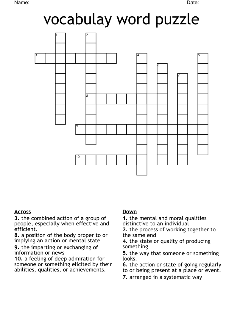 vocabulay word puzzle Crossword - WordMint