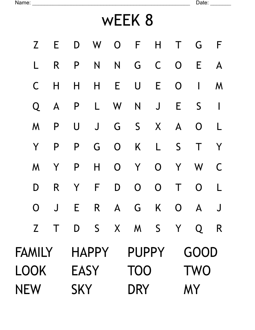 wEEK 8 Word Search - WordMint