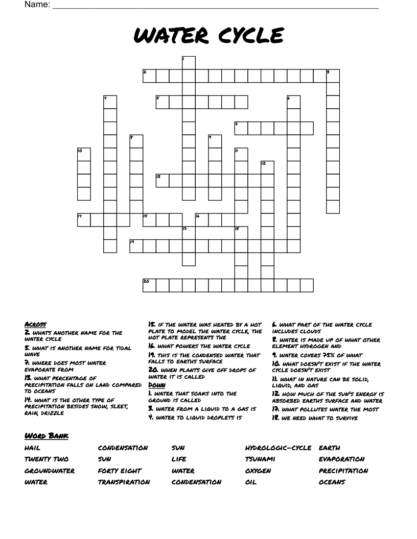 water cycle Crossword - WordMint
