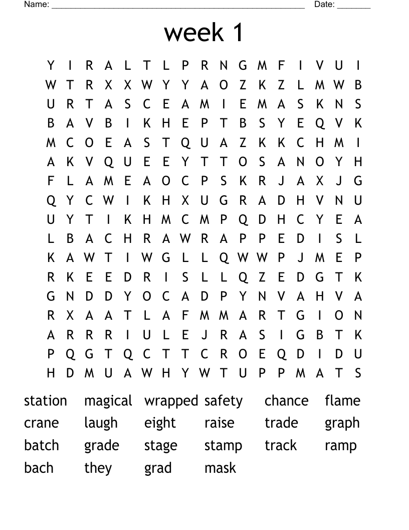week 1 Word Search - WordMint