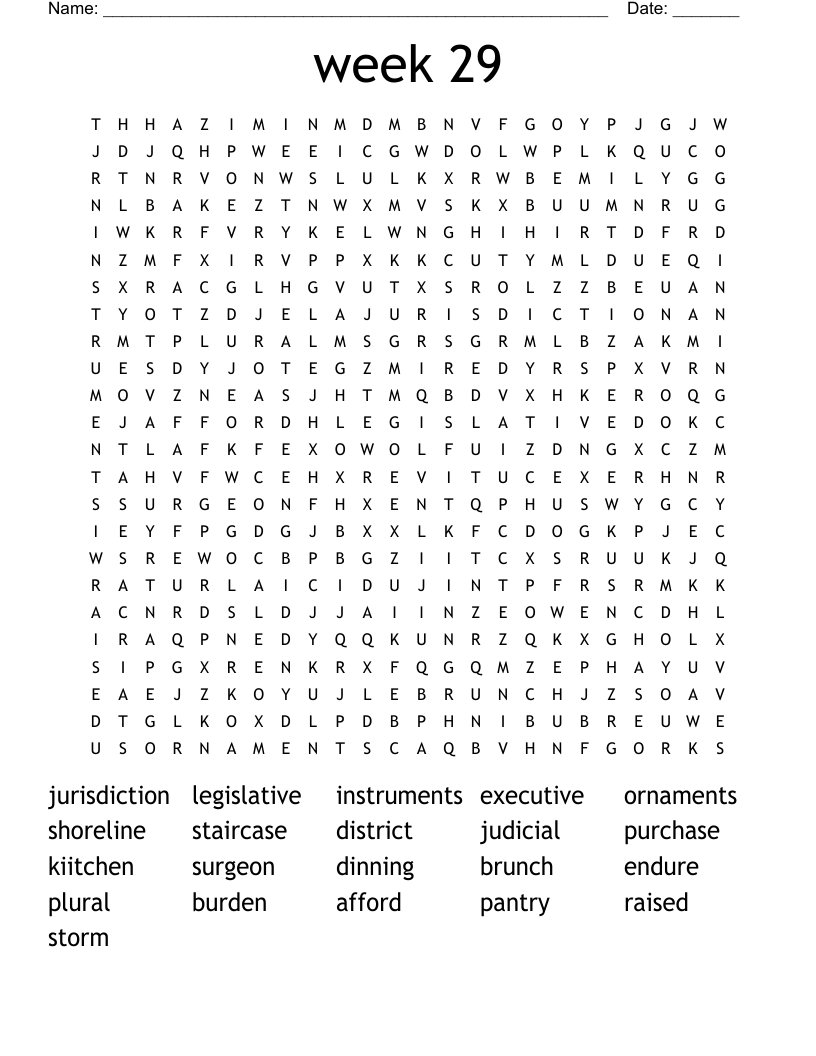 week 29 Word Search - WordMint