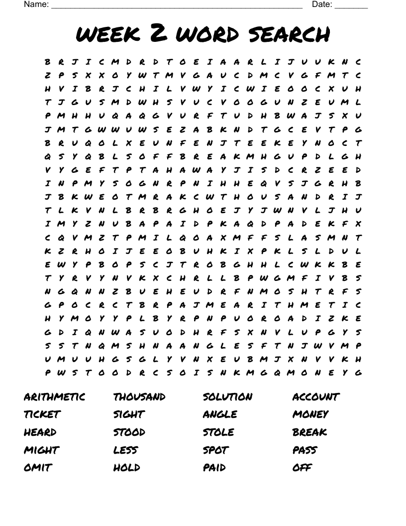week 2 word search - WordMint