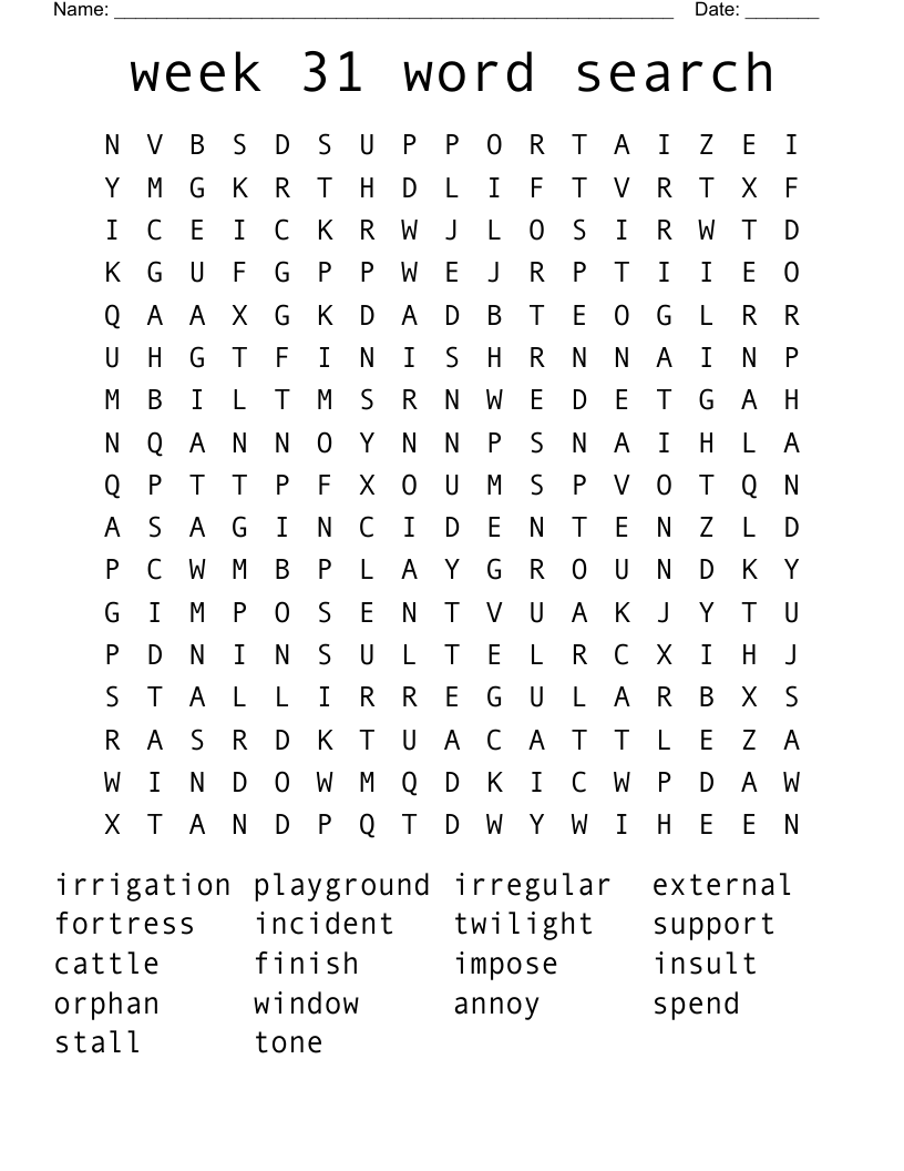 week 31 word search - WordMint