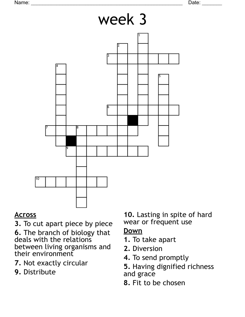 Week 3 Crossword Wordmint