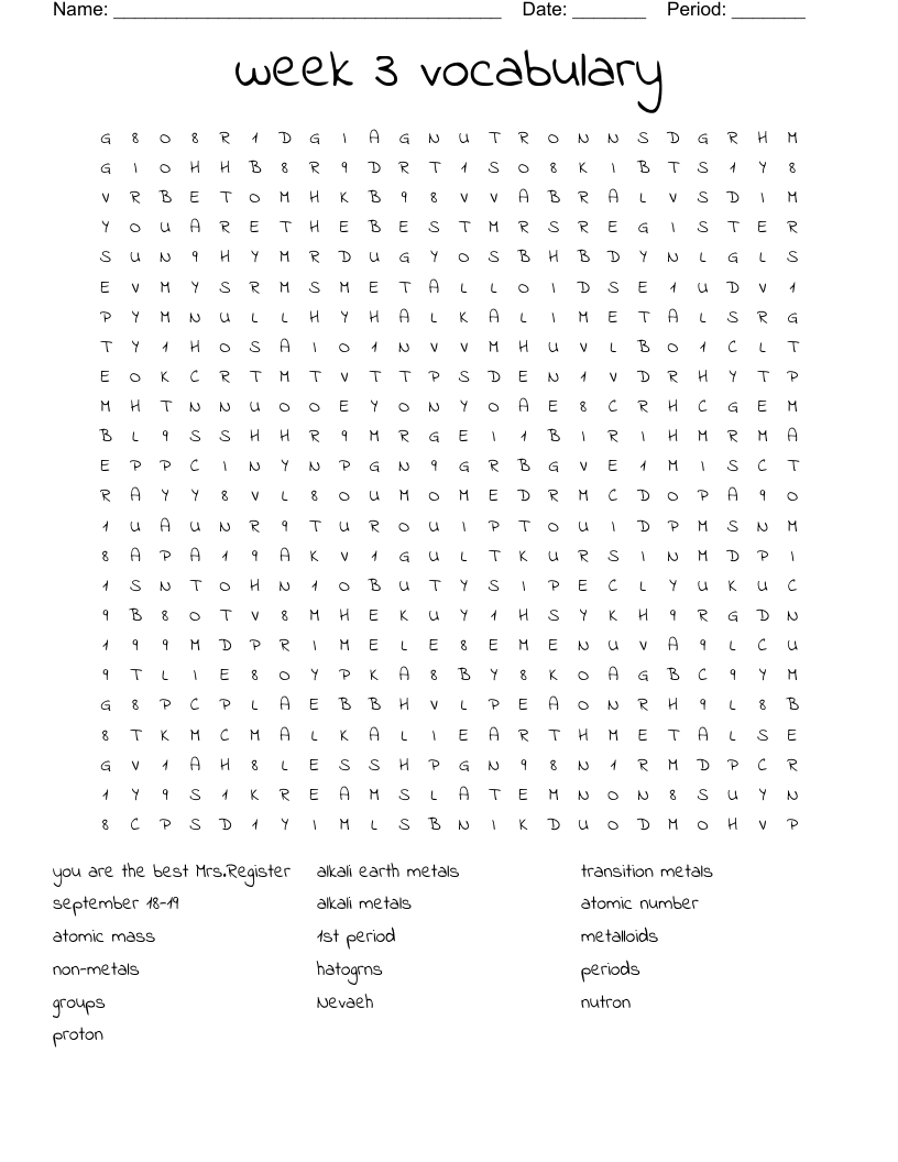 week 3 vocabulary Word Search - WordMint
