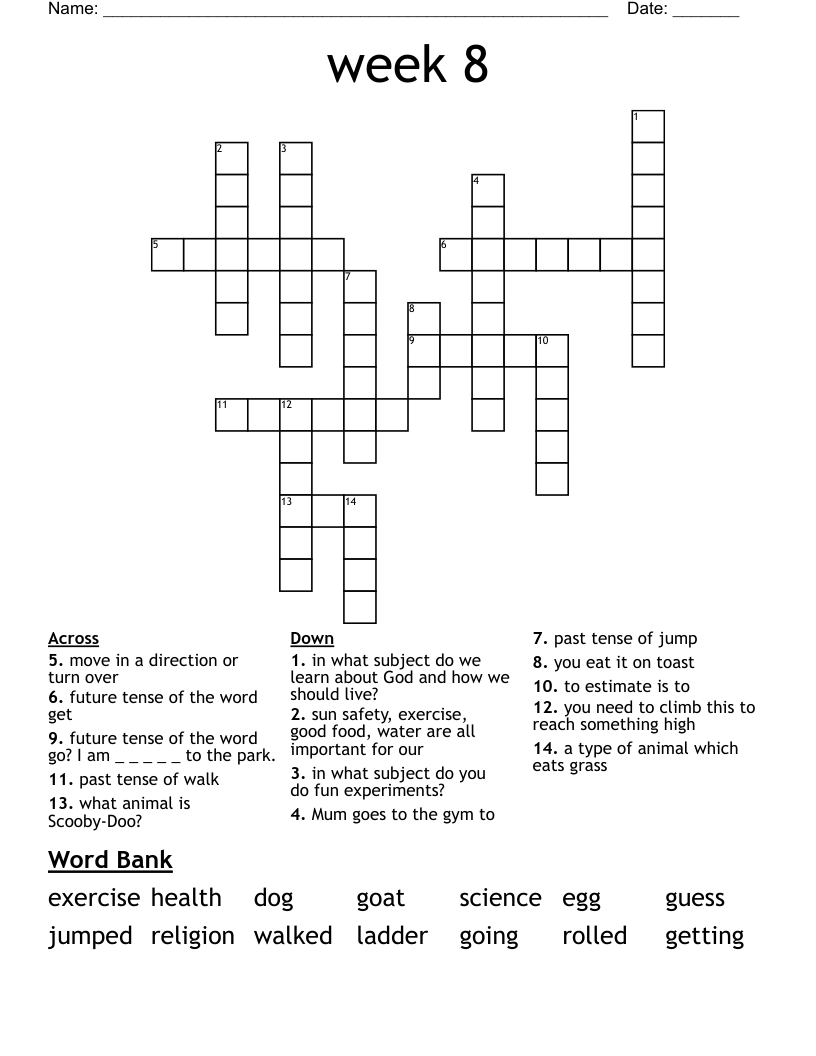 week 8 Crossword - WordMint