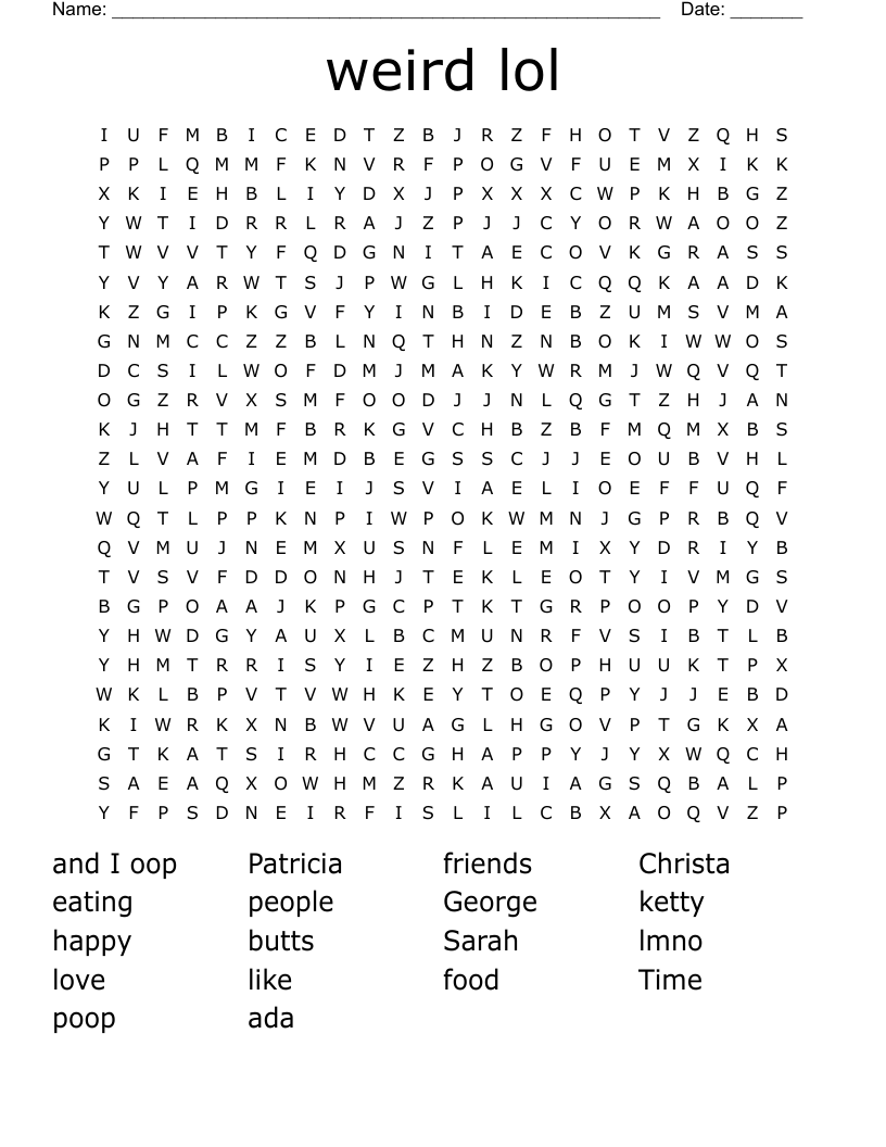 weird lol Word Search - WordMint