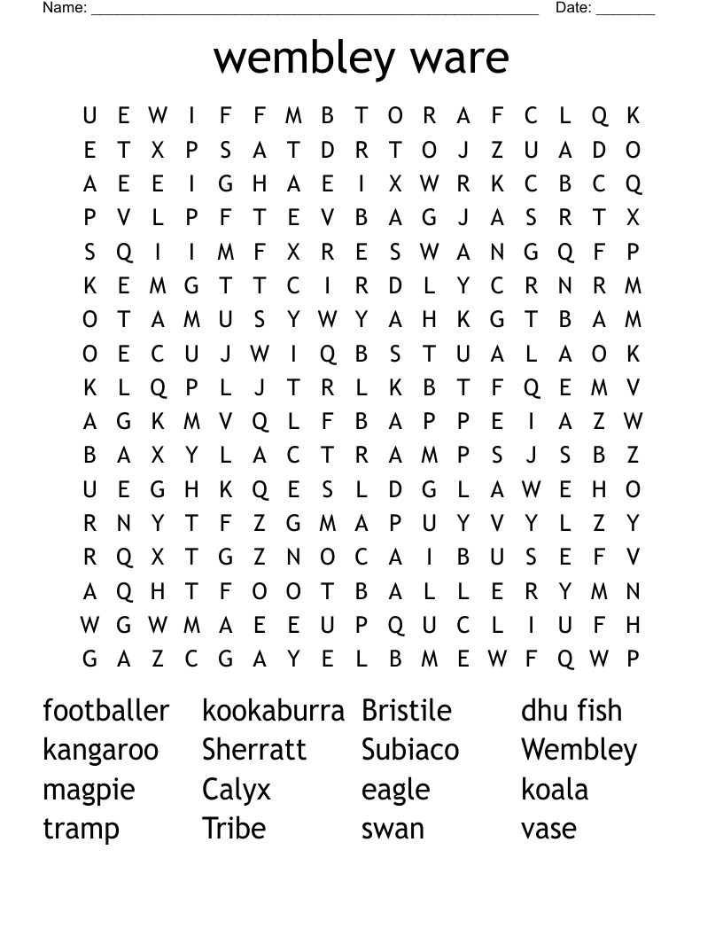 wembley ware Word Search - WordMint