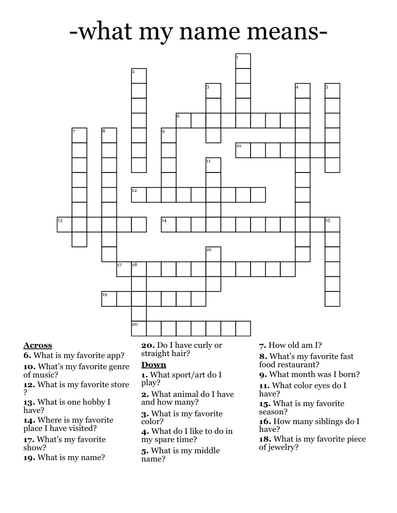  what My Name Means Crossword WordMint