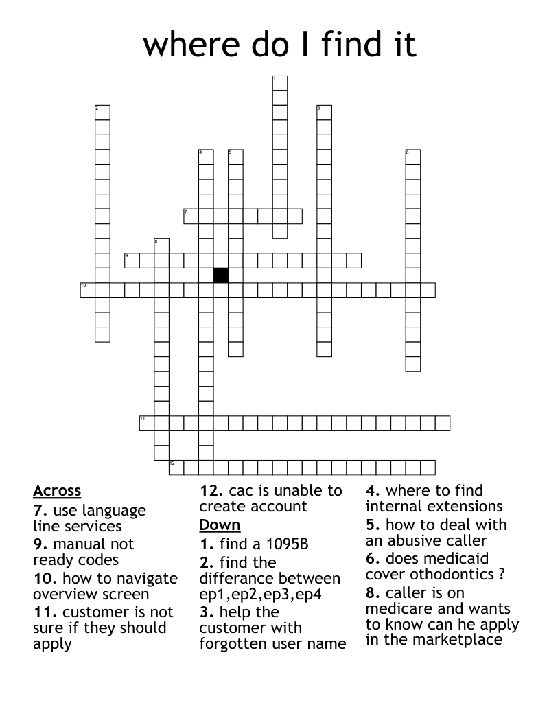 Where Do I Find It Crossword WordMint