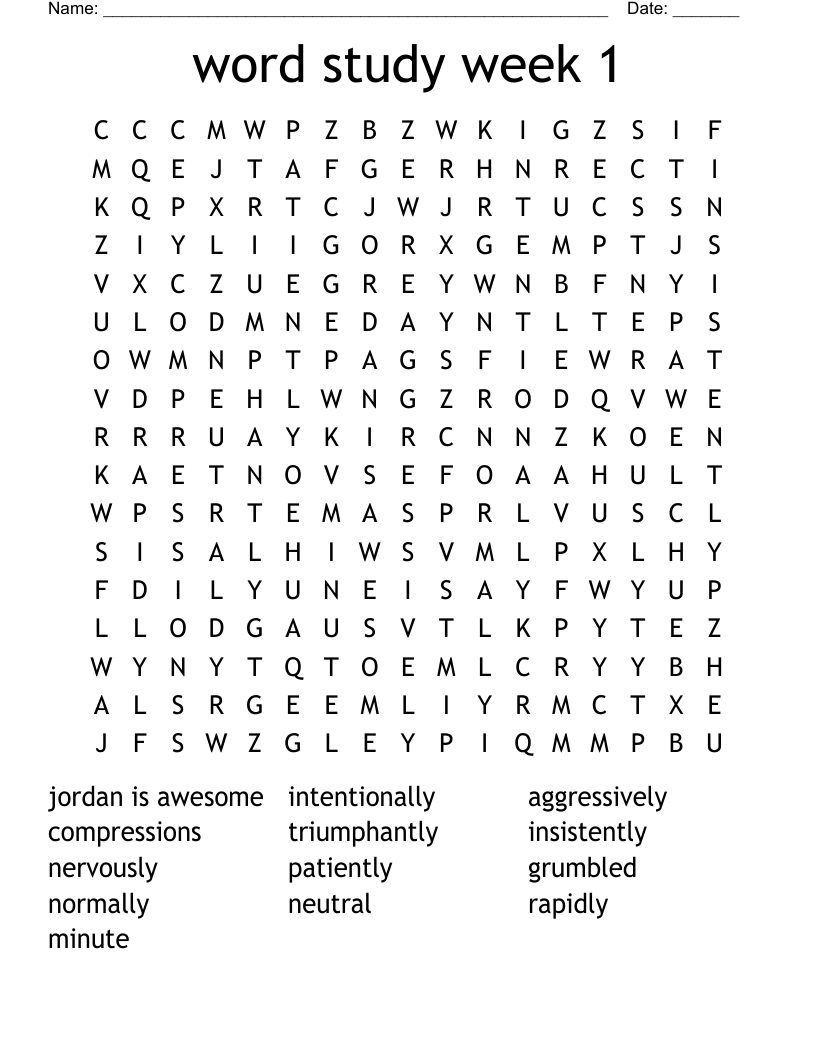 word study week 1 Word Search - WordMint