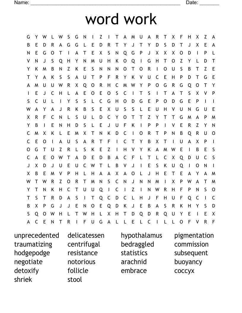 word work Word Search - WordMint