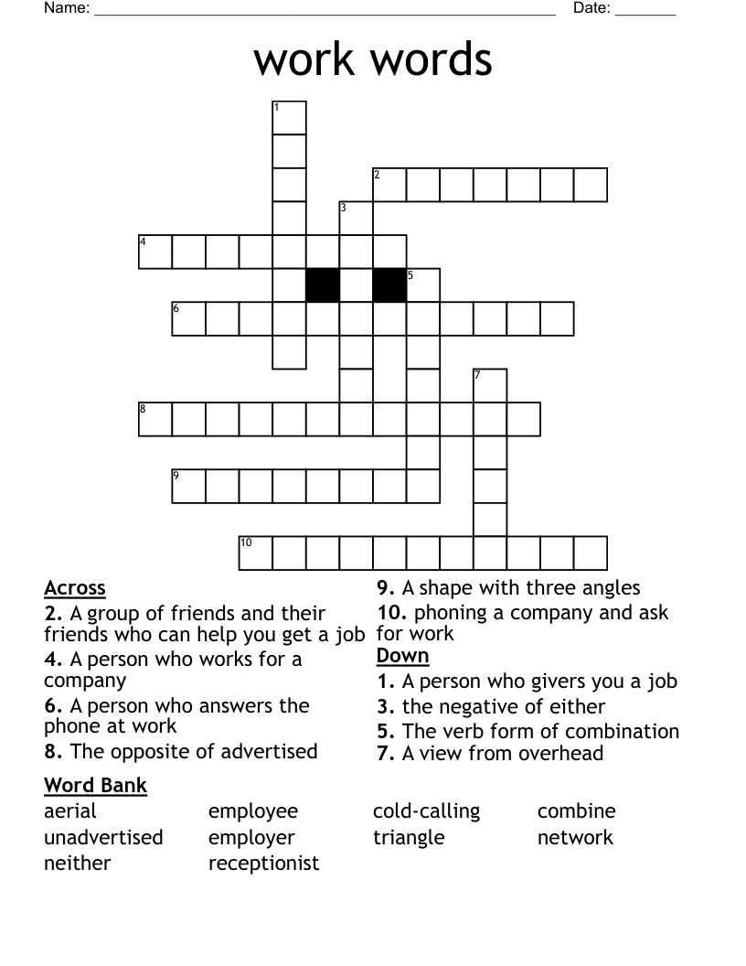 work words Crossword - WordMint