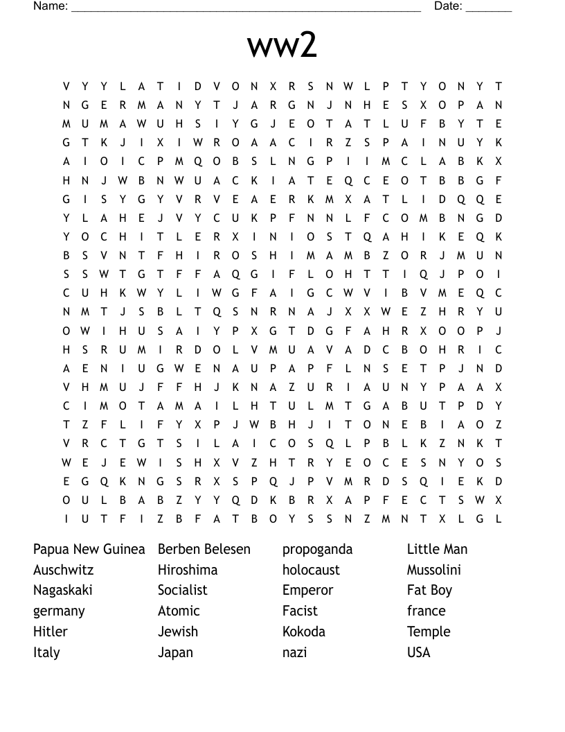 ww2 Word Search - WordMint