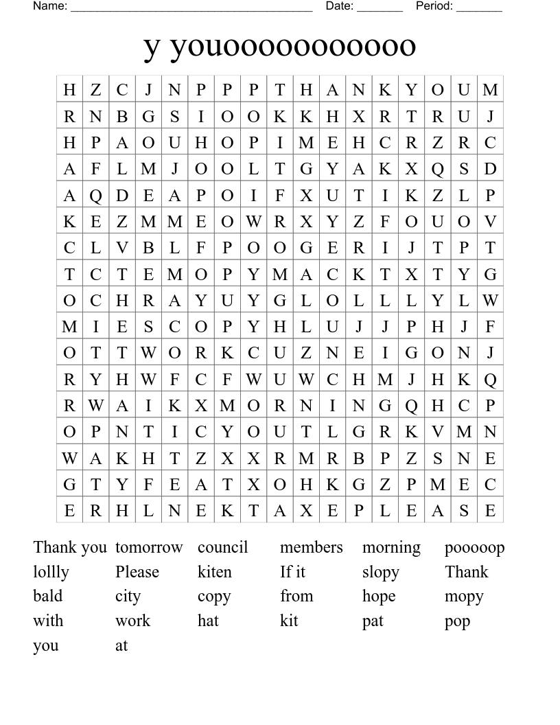 y youooooooooooo Word Search - WordMint