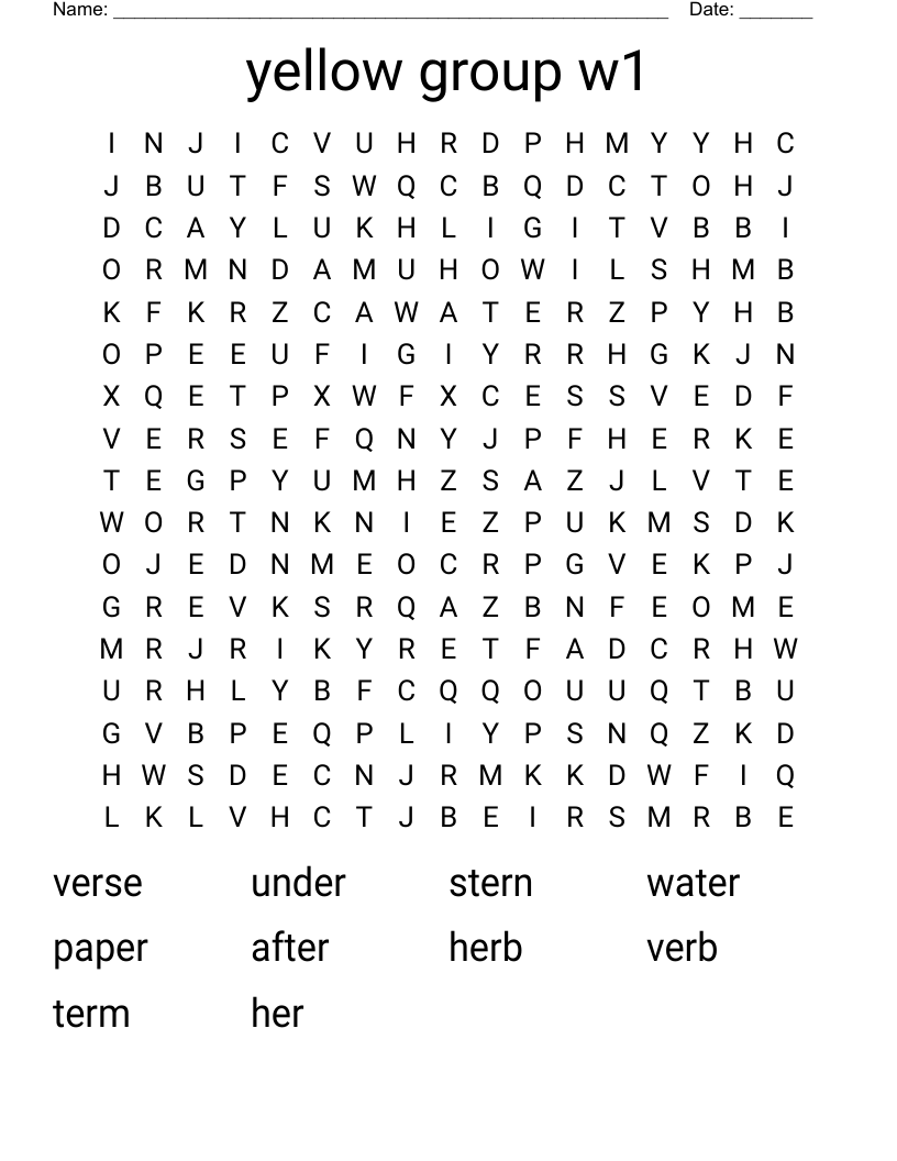yellow group w1 Word Search - WordMint